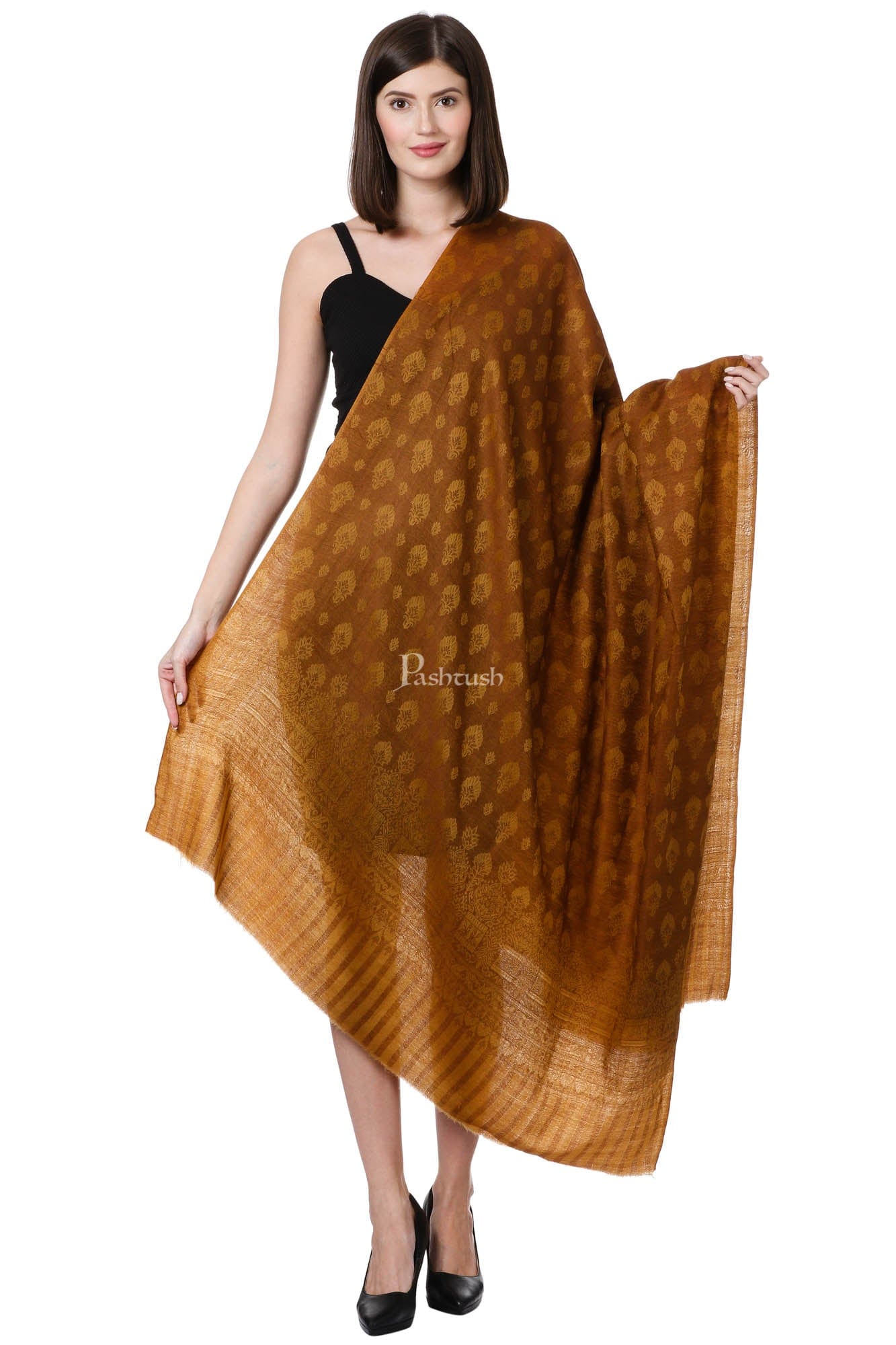 Pashtush Womens Fine Wool Shawl, Tuscan Umber – Pashtush Shawl Store