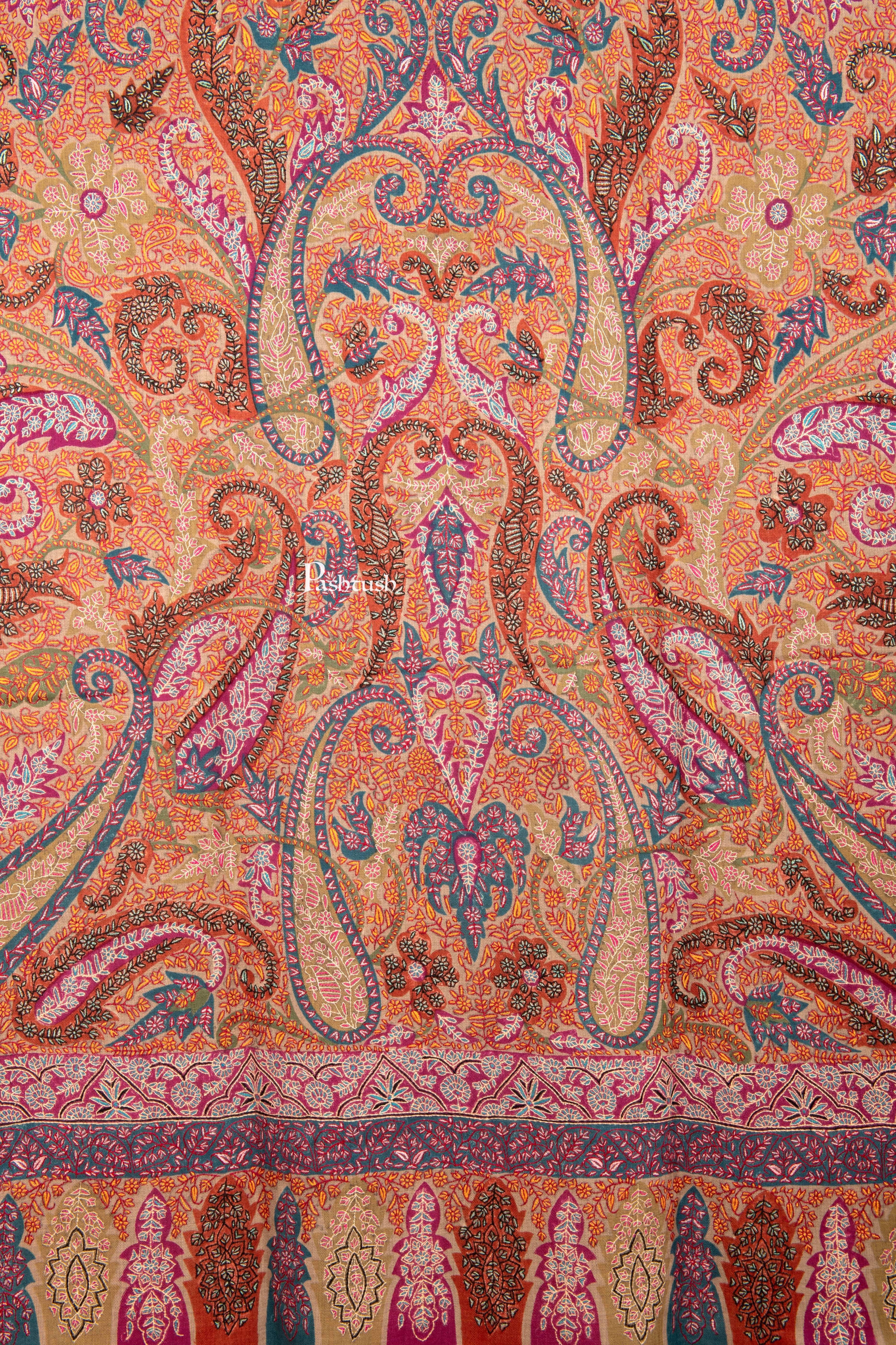Pashtush Handwoven Pure Pashmina Kalamkar Jama, Handwoven, Hand-painte ...
