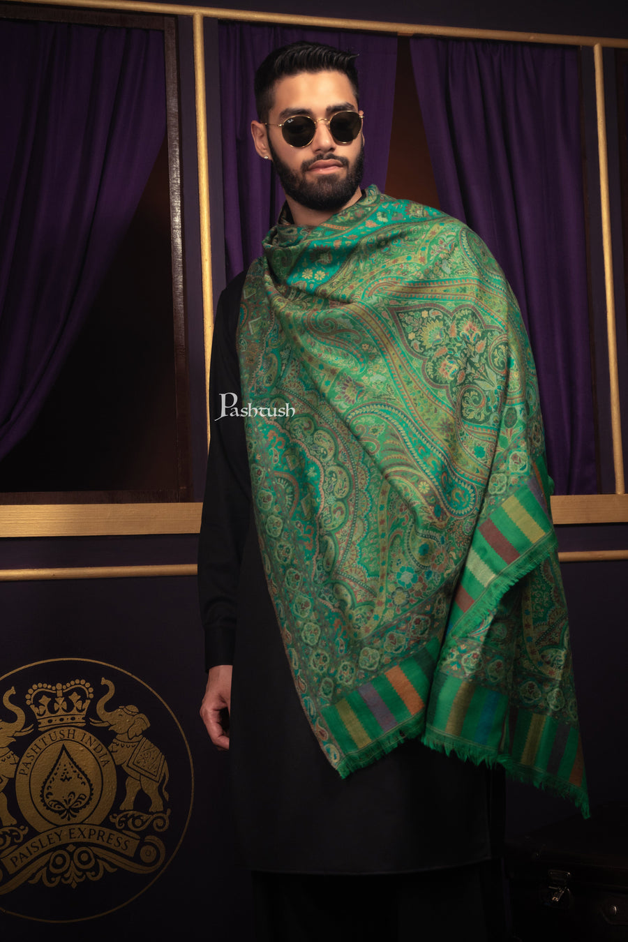 Pashtush Mens 100% Pure Wool With Woolmark Certificate Stole, Ethnic W ...
