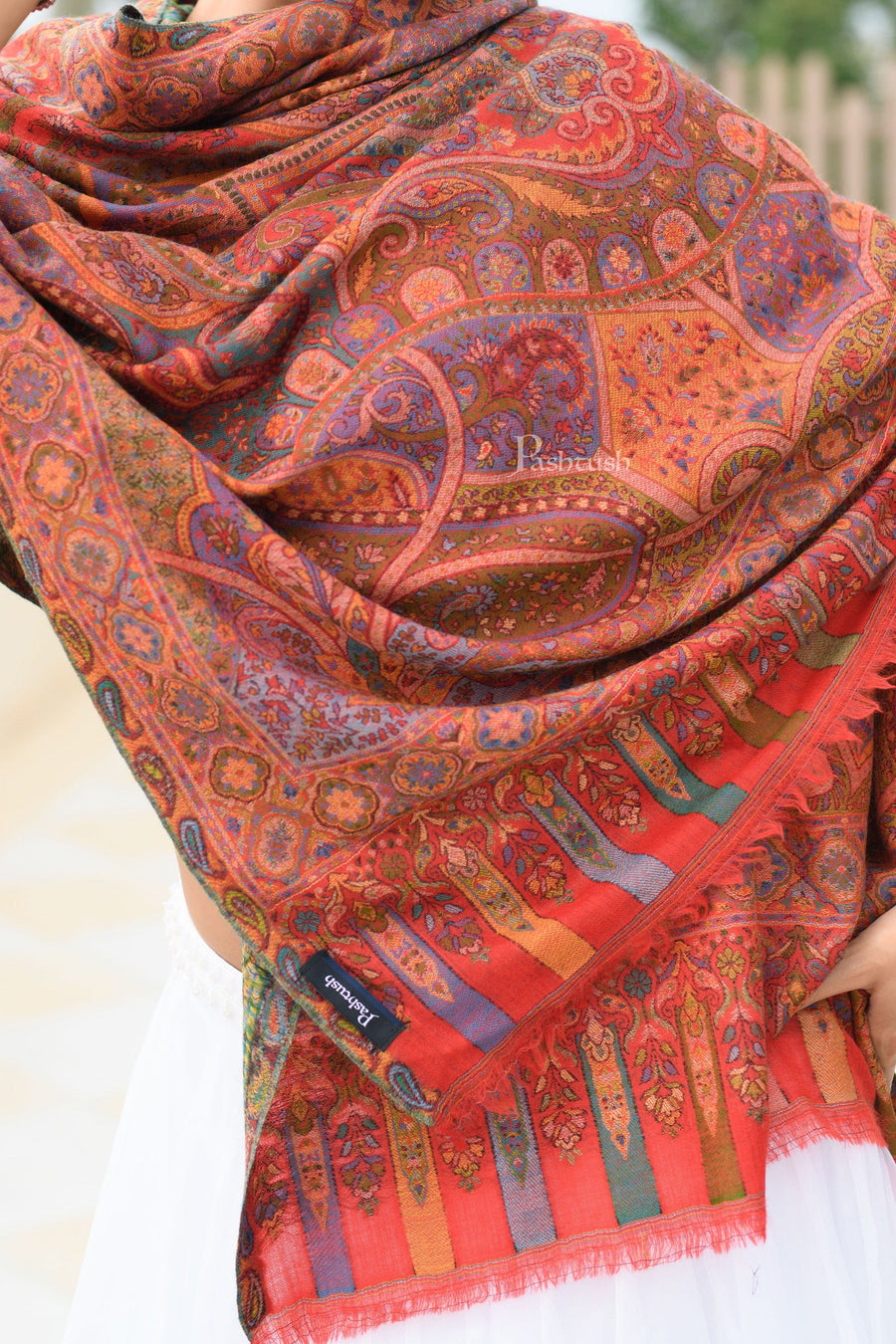 Pashtush Womens 100% Pure Wool With Woolmark Certificate Shawl, Design ...