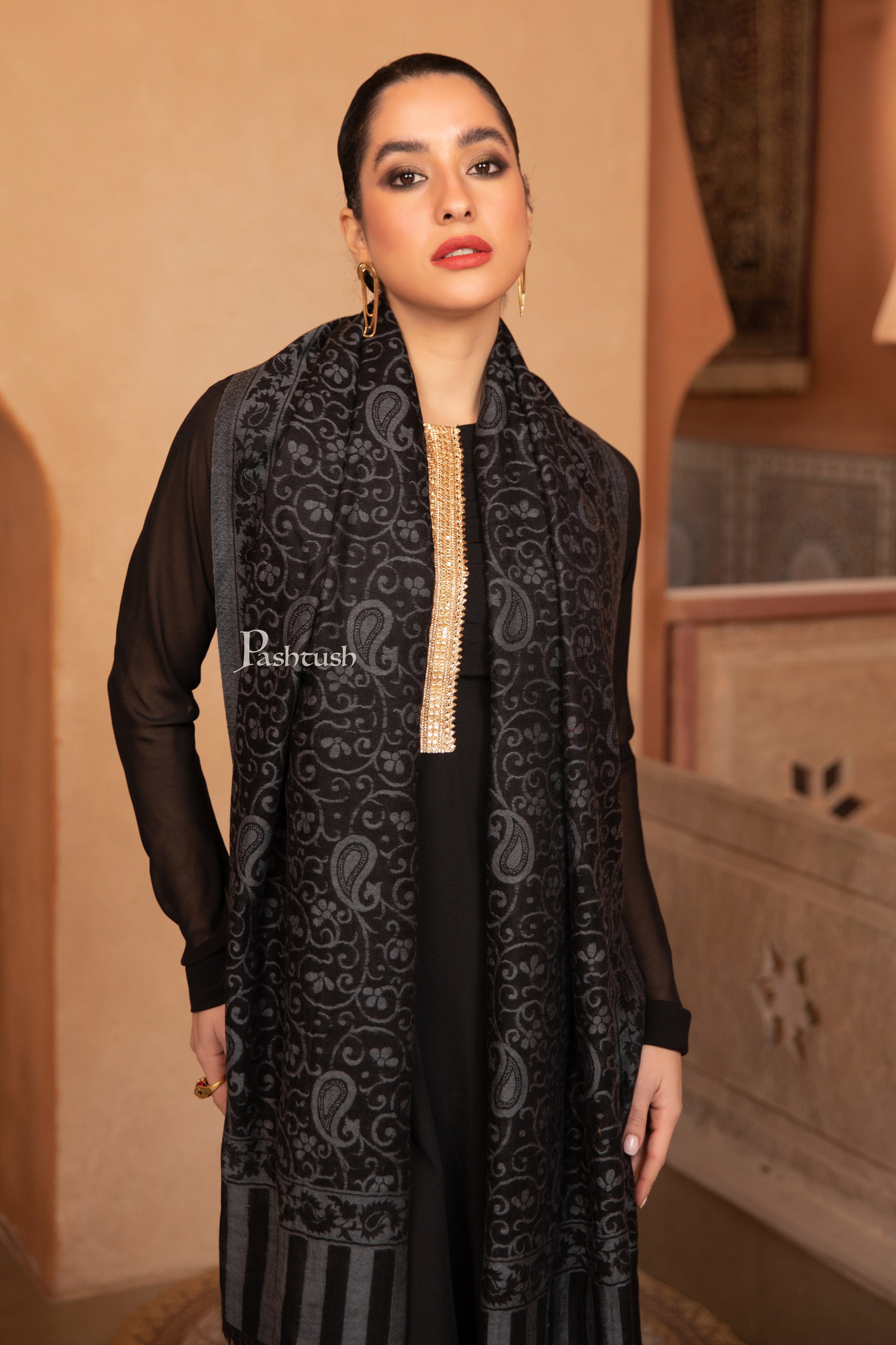 Pashtush Womens 100% Pure Wool With Woolmark Certificate Stole, Paisle ...