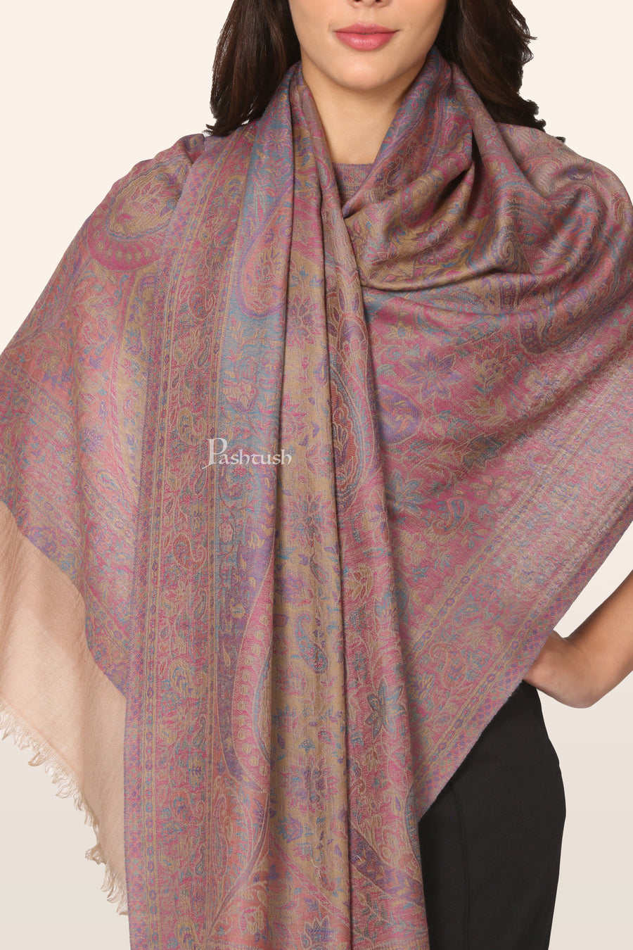 Pashtush Womens 100% Pure Wool With Woolmark Certificate Stole, Pasile ...