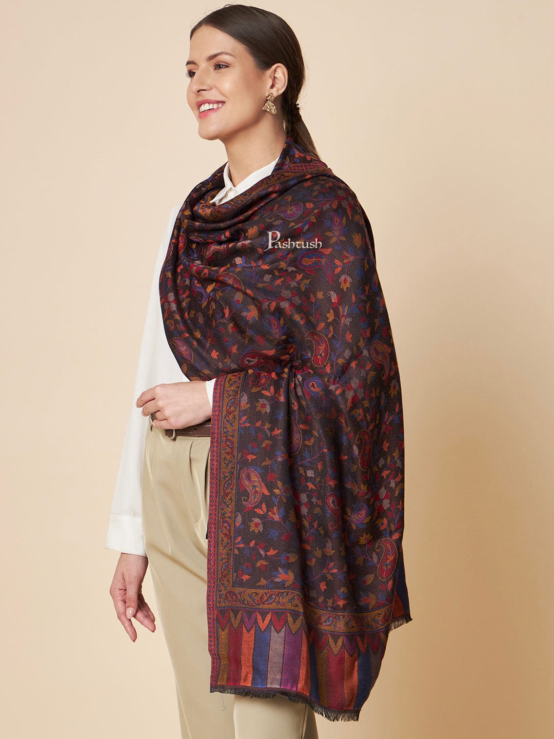 Pashtush Womens Bamboo Stole, Ethnic Design, Multicolour – Pashtush ...