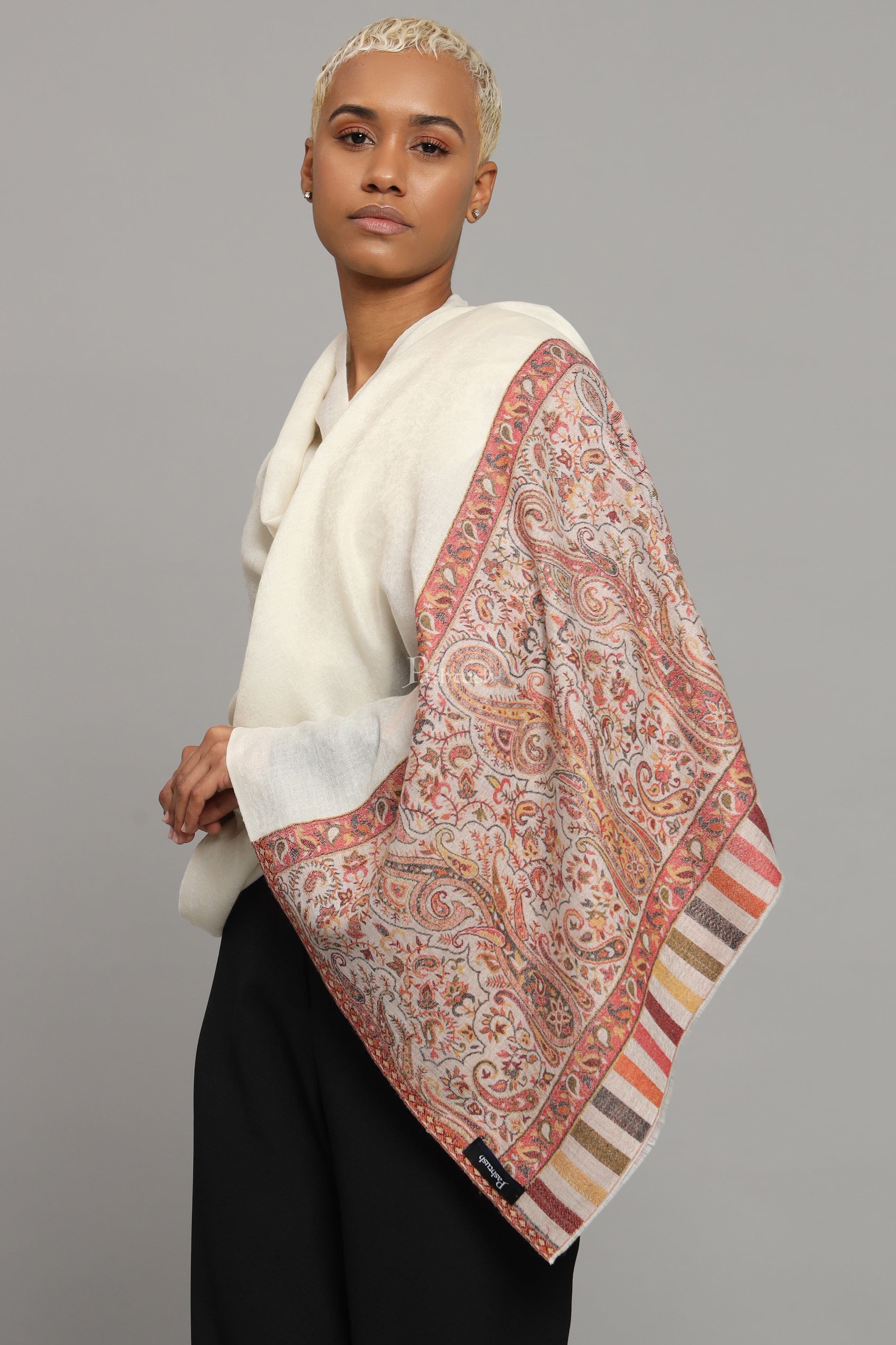 Pashtush Womens Extra Fine Wool Shawl, Ethnic Woven Palla Design, Ivor ...