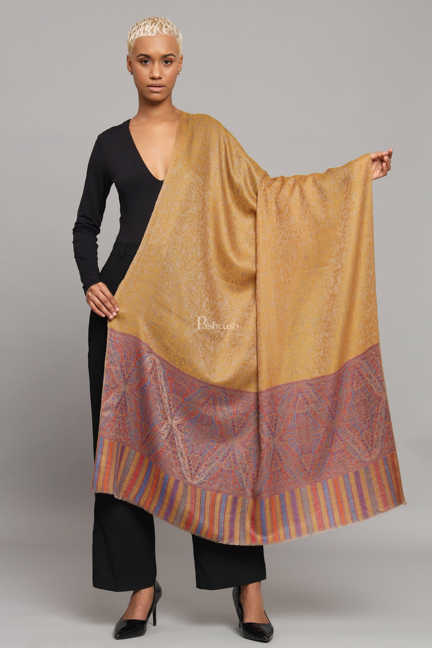 Pashtush Womens Extra Fine Wool Shawl, Ethnic Woven Palla Design, Must ...