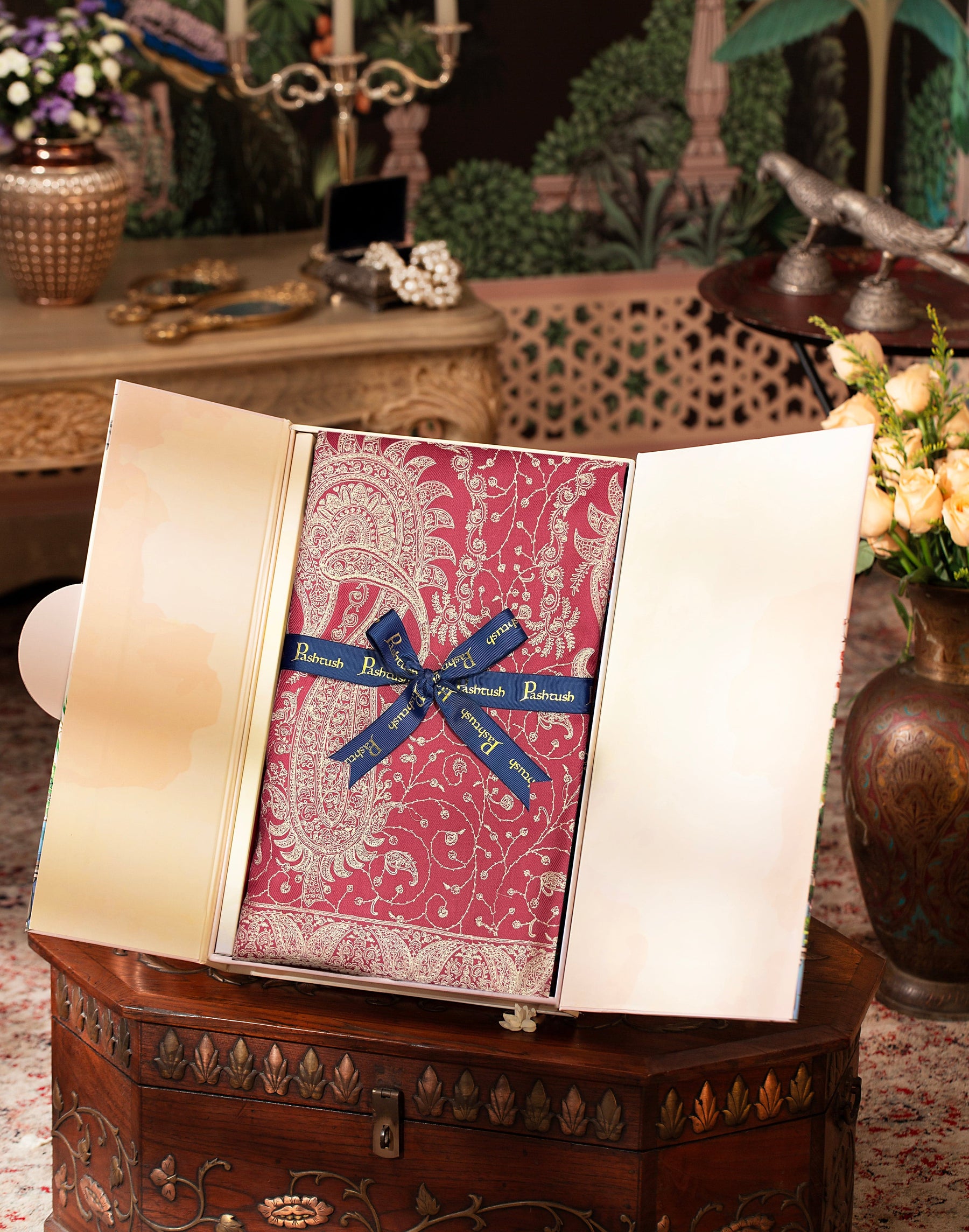 Pashtush Womens Fine Wool embroidered suit, Maroon (unstitched ...