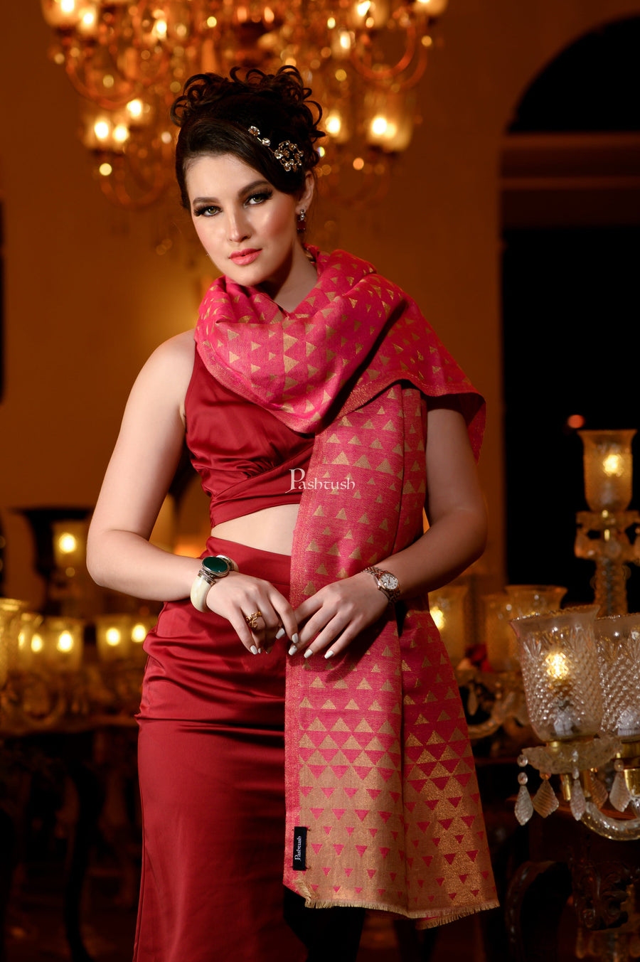 Pashtush Womens Wool Extra Fine Count Stole, Twilight Collection Rever ...