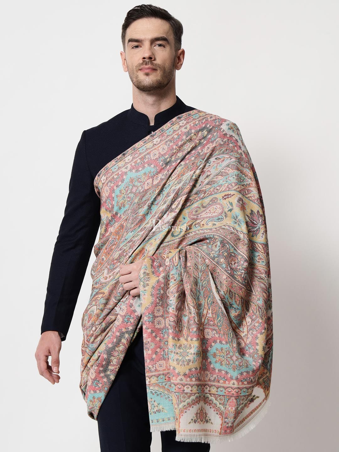 Pashtush men Extra Fine Wool shawl, Antique Weave, Ethnic Jamawar desi ...