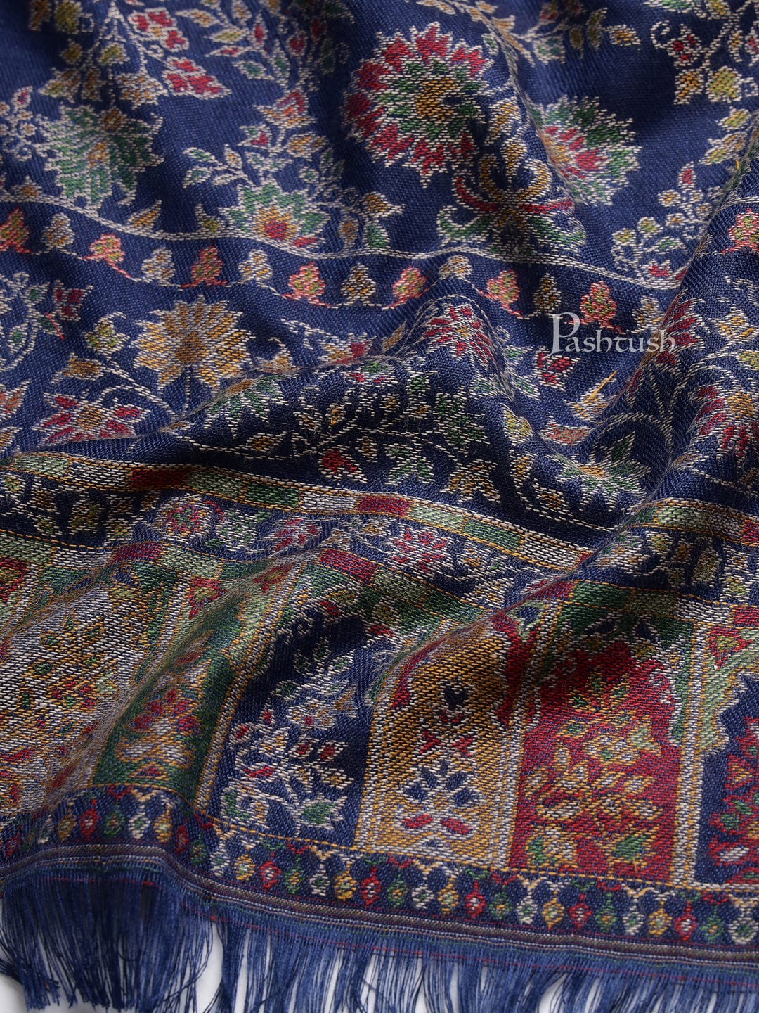 Pashtush Womens Faux Pashmina Ethnic Weave Shawl, Navy Blue – Pashtush ...