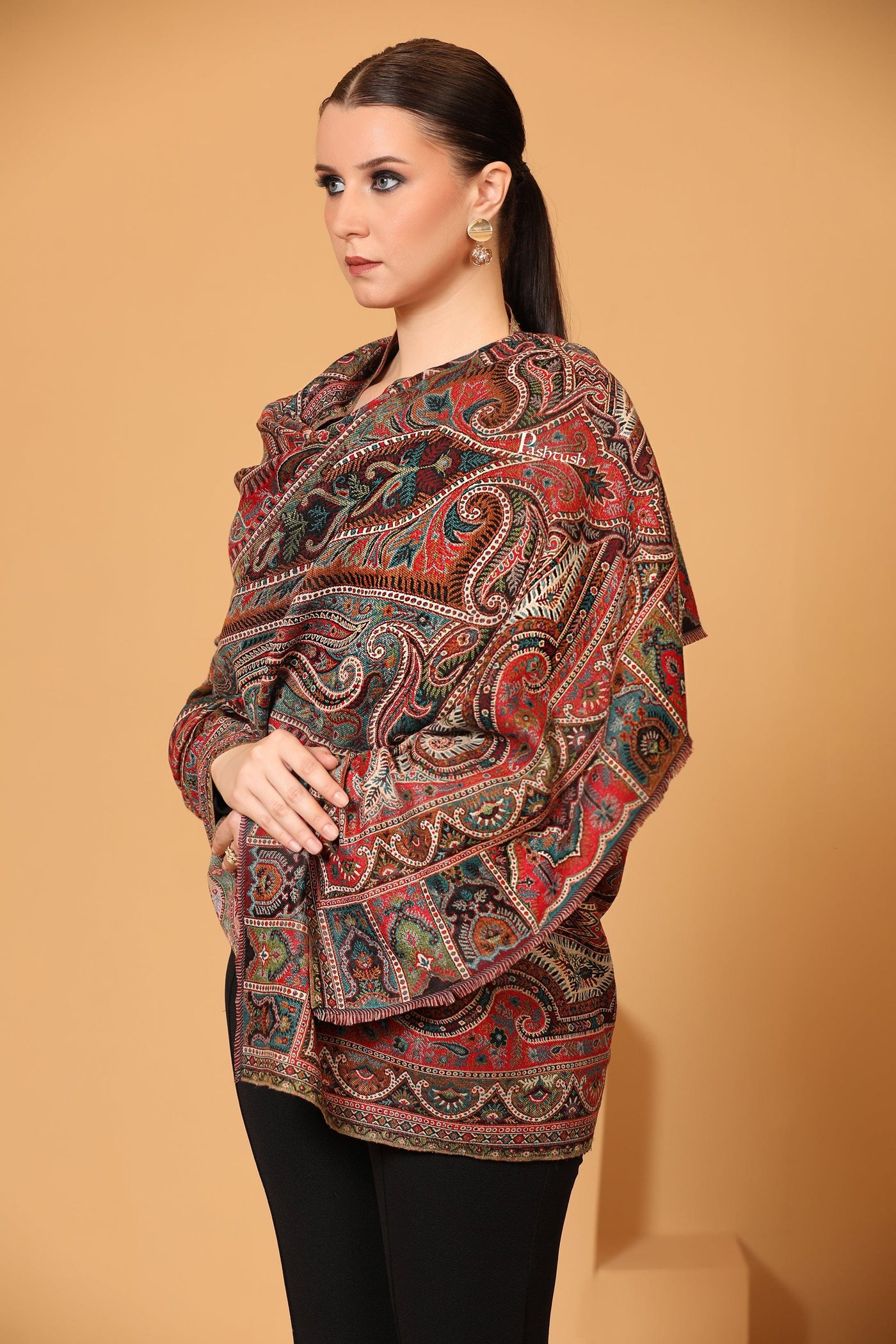 Pashtush womens Faux Pashmina shawl, Antique Rich Garden Aesthetic des ...
