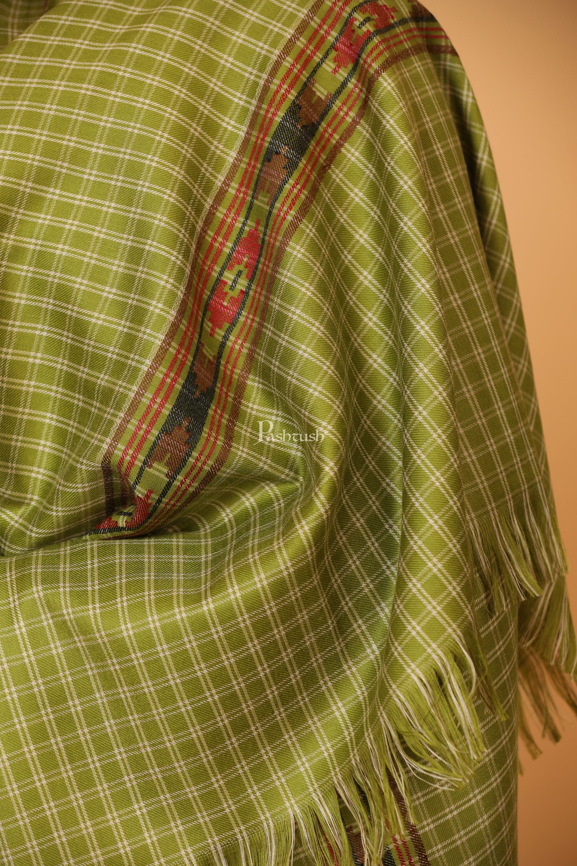 Pashtush Womens Fine Wool Shawl, Aztec Weave, Woven Design, Emerald Gr ...