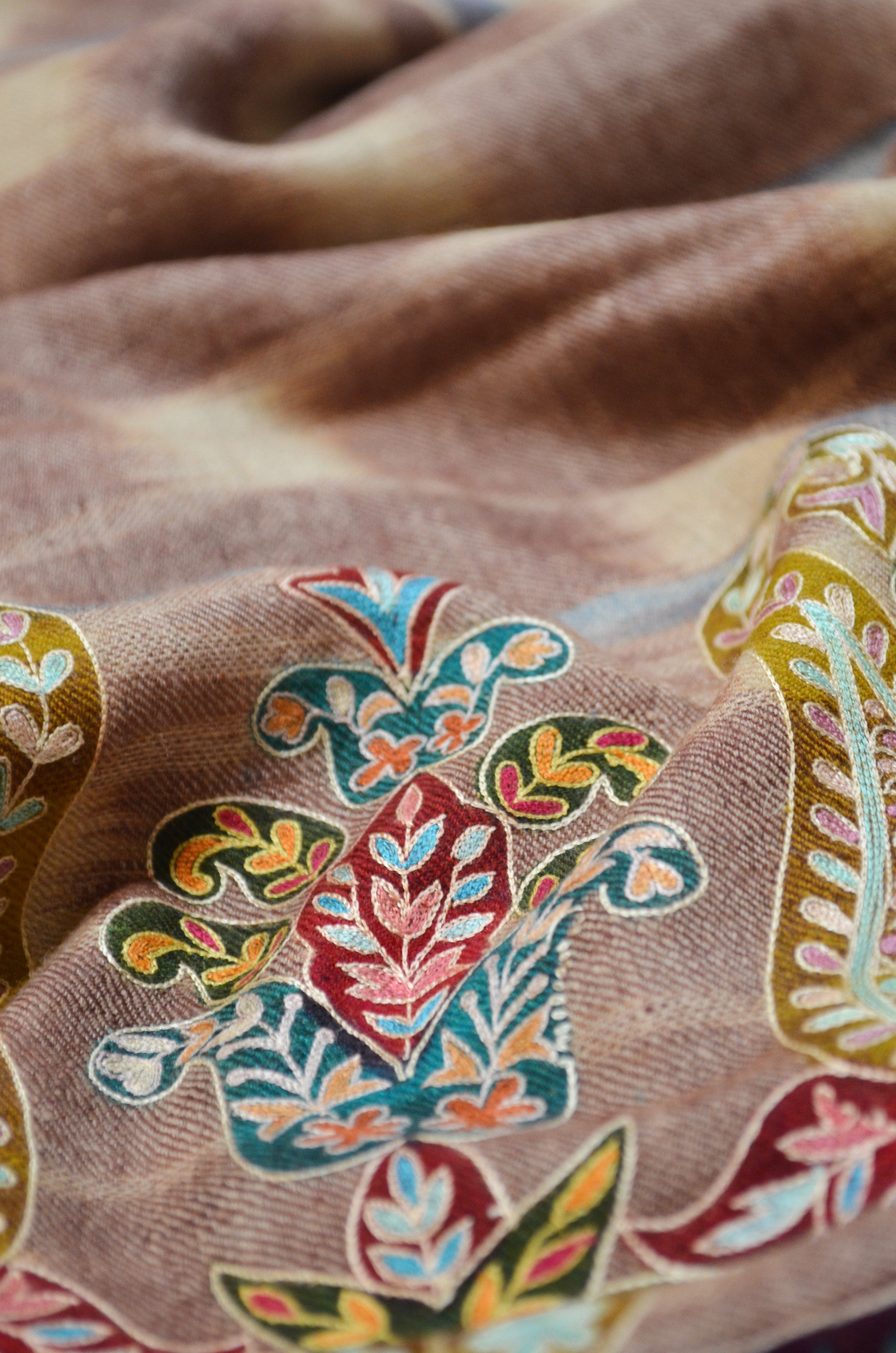 Pashtush Womens Pashmina, Hand Embroidered Hand Painted Kalamkari Shaw ...