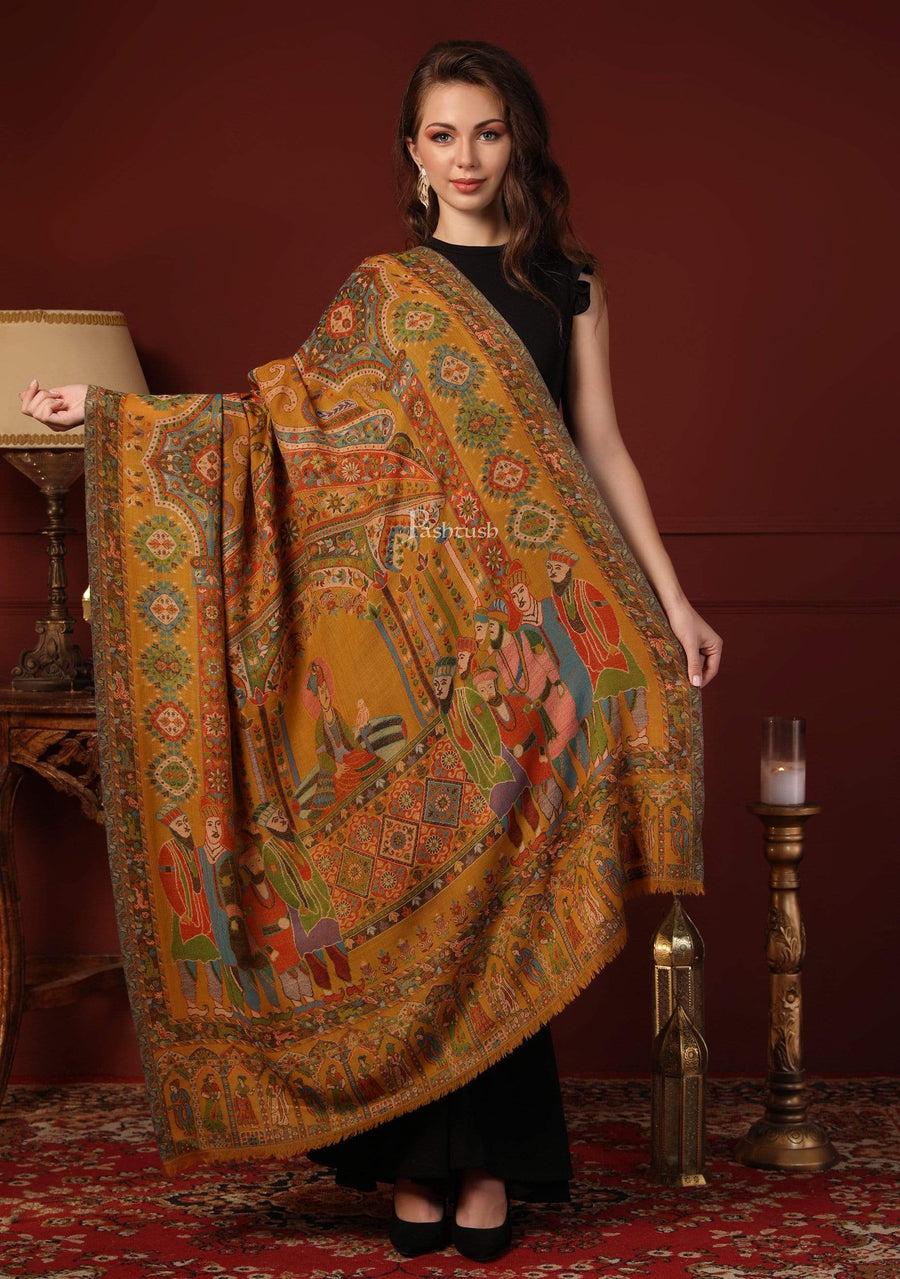 Pashtush Womens 100% Pure Wool Darbar Design Shawl, With Woolmark Cert ...